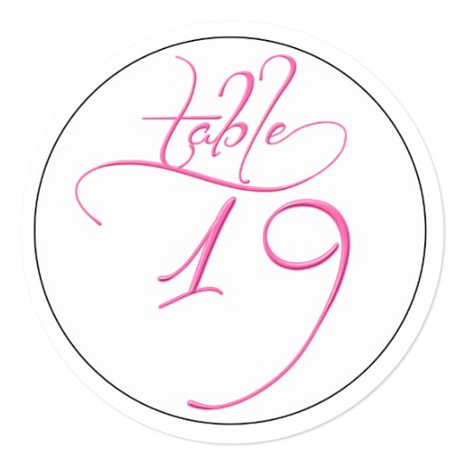 Pink Calligraphy Script Round Table Number 19 Card | Zazzle