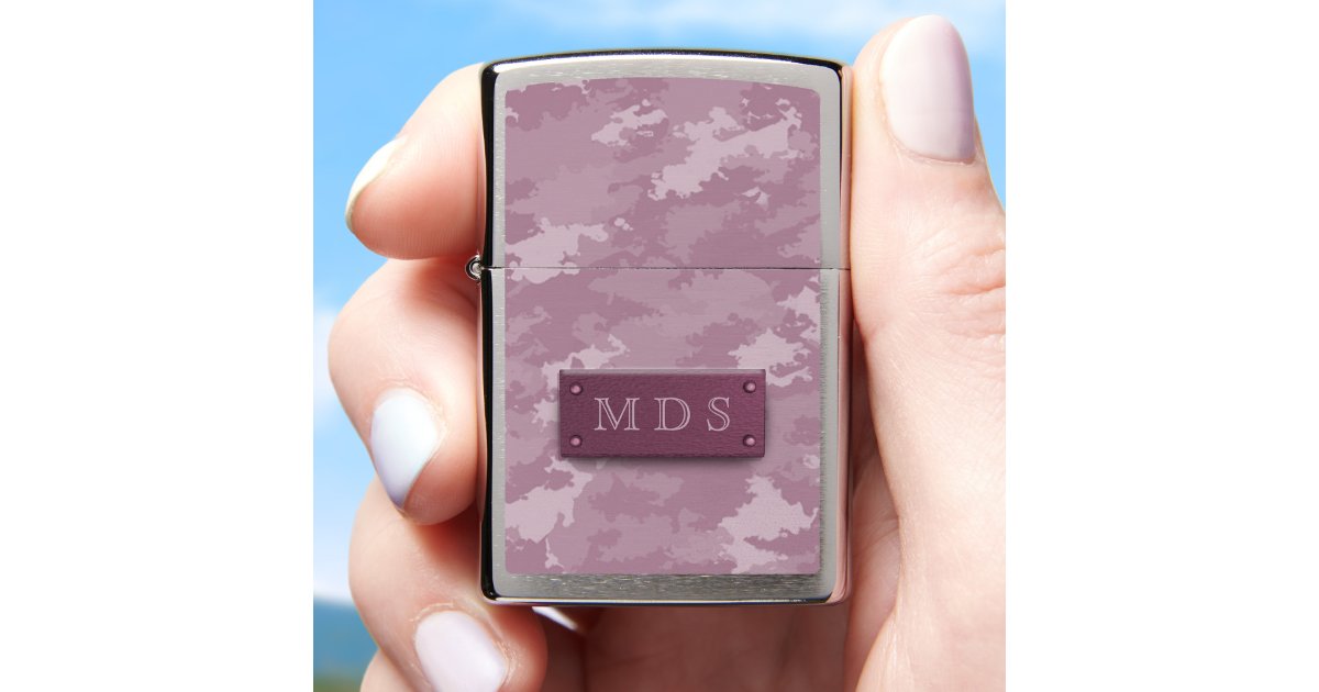 Pink Camo Camouflage Monogrammed Zippo Lighter | Zazzle