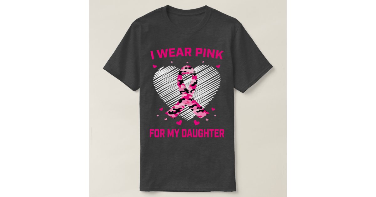 Pink Camo Ribbon Breast Cancer Awareness Daughter T-Shirt | Zazzle