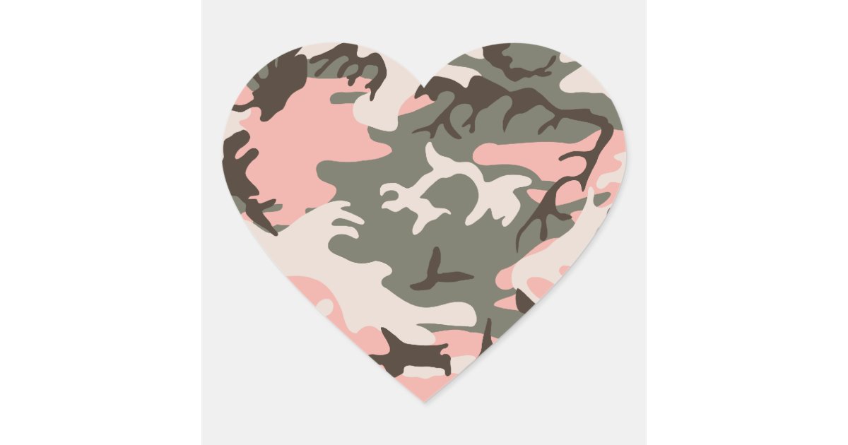 Pink Camouflage Heart Sticker | Zazzle