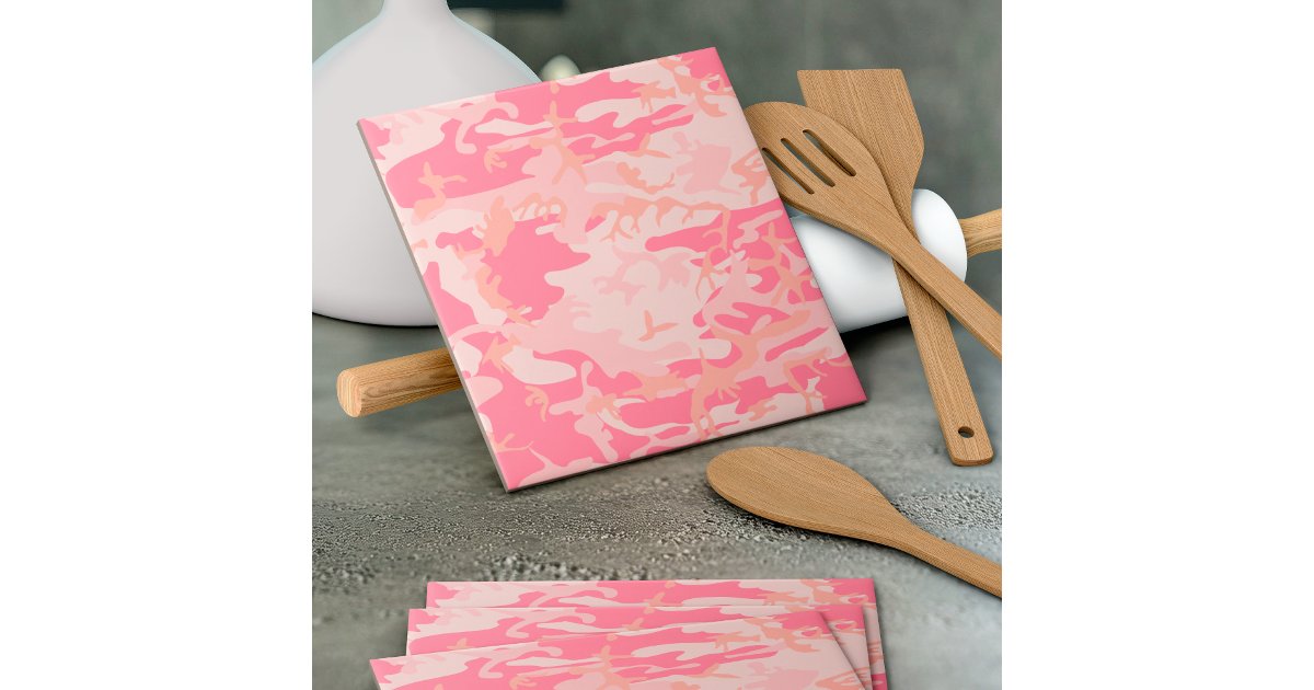 Pink Camouflage, Military, Army Ceramic Tile | Zazzle