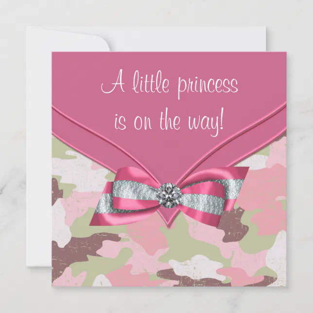 Pink Camouflage Princess Baby Shower Invitation | Zazzle