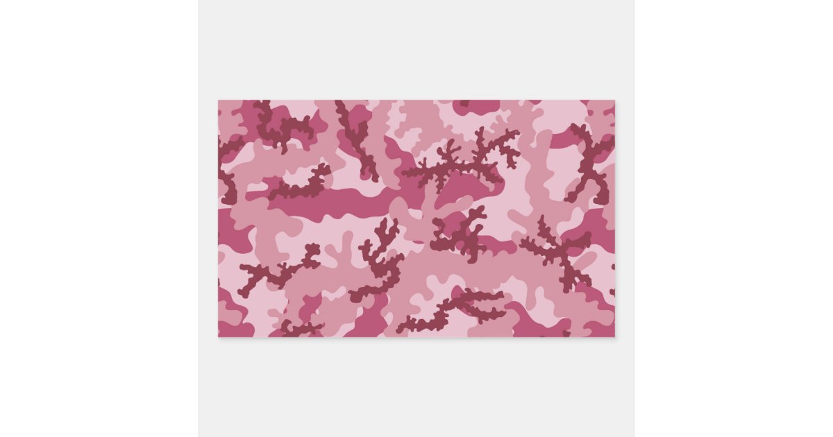 Pink camouflage rectangular sticker | Zazzle