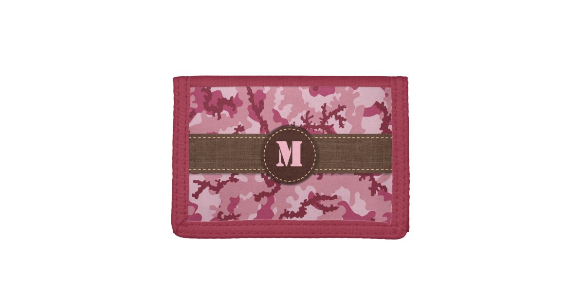 Pink camouflage trifold wallet | Zazzle