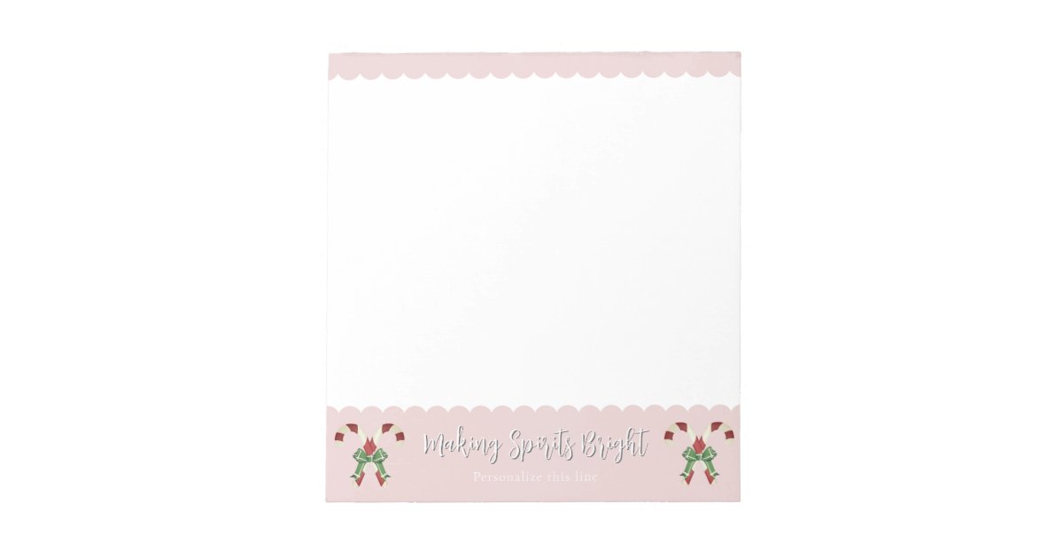 Pink Candy Cane Festive Personalized Notepad | Zazzle