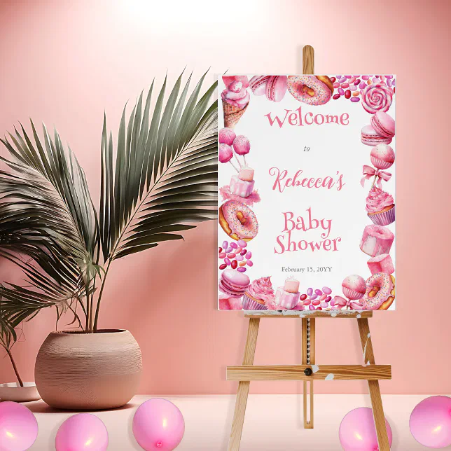 Pink Candy Frame Girl Baby Shower Foam Board | Zazzle