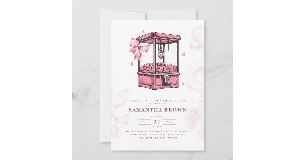 Pink Candyland Arcade Bridal Shower Invitation | Zazzle