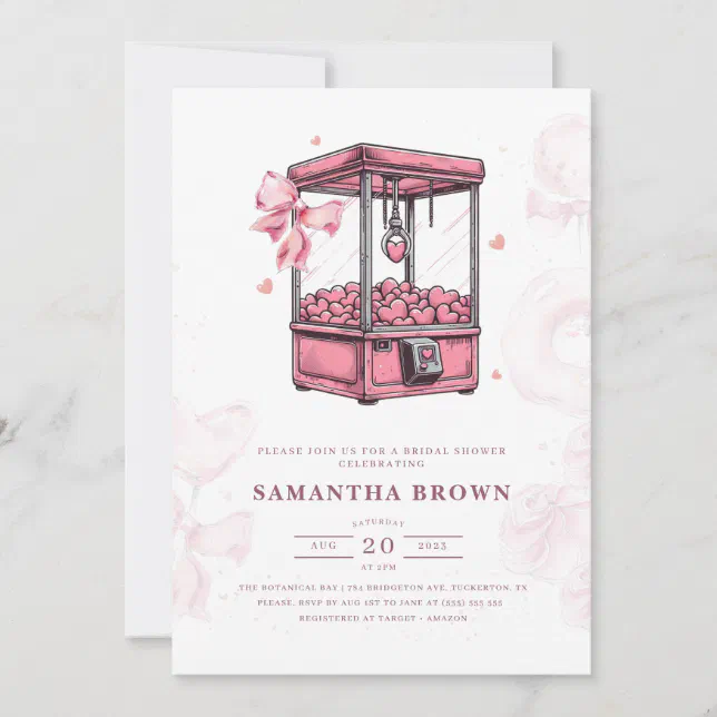Pink Candyland Arcade Bridal Shower Invitation | Zazzle