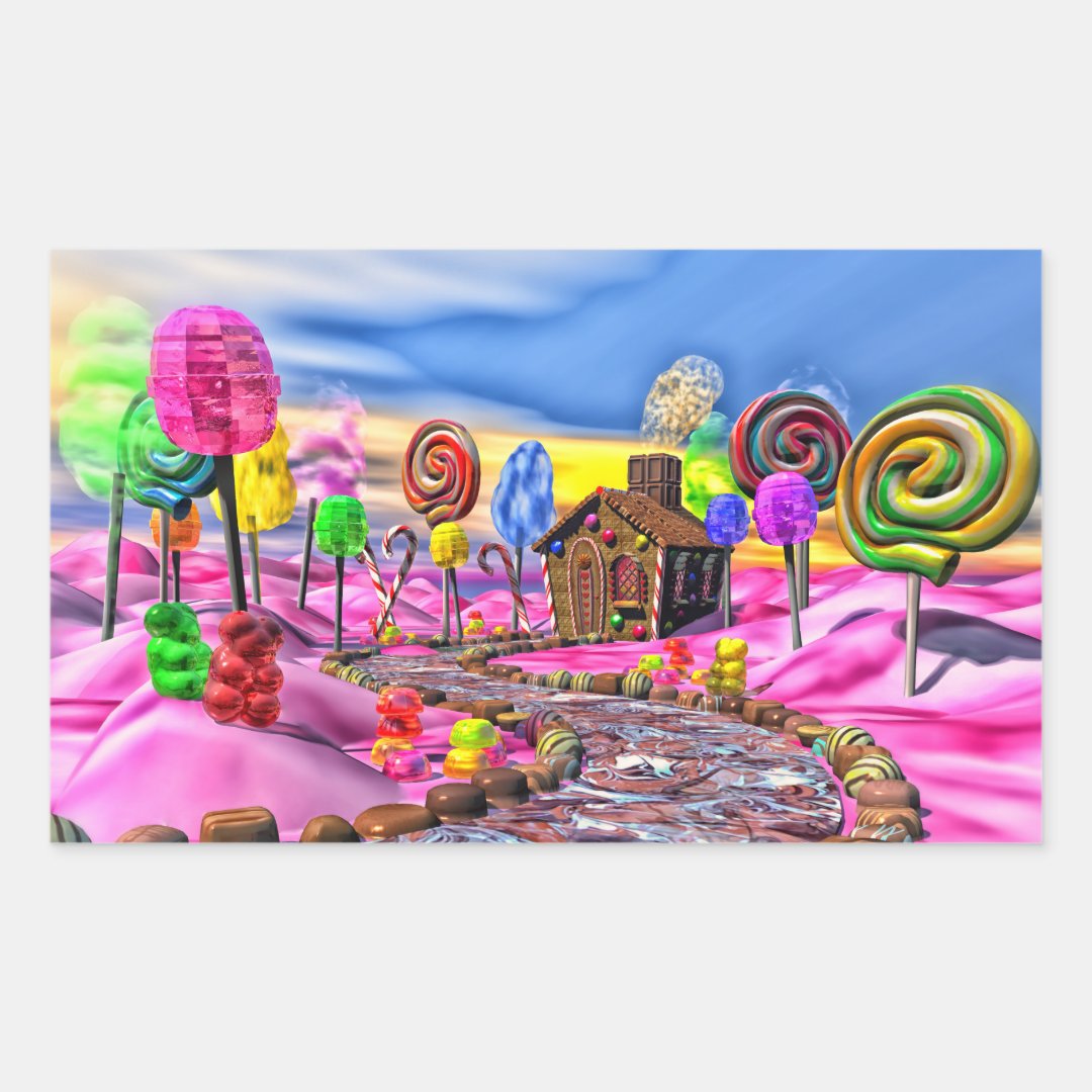 Pink Candyland Rectangular Sticker | Zazzle