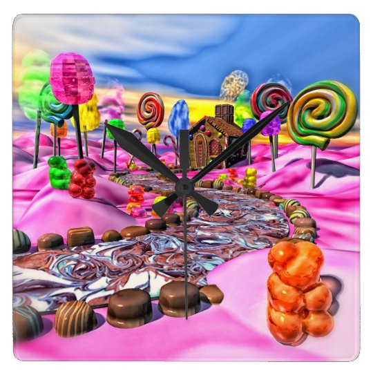 Pink Candyland Square Wall Clock | Zazzle.com