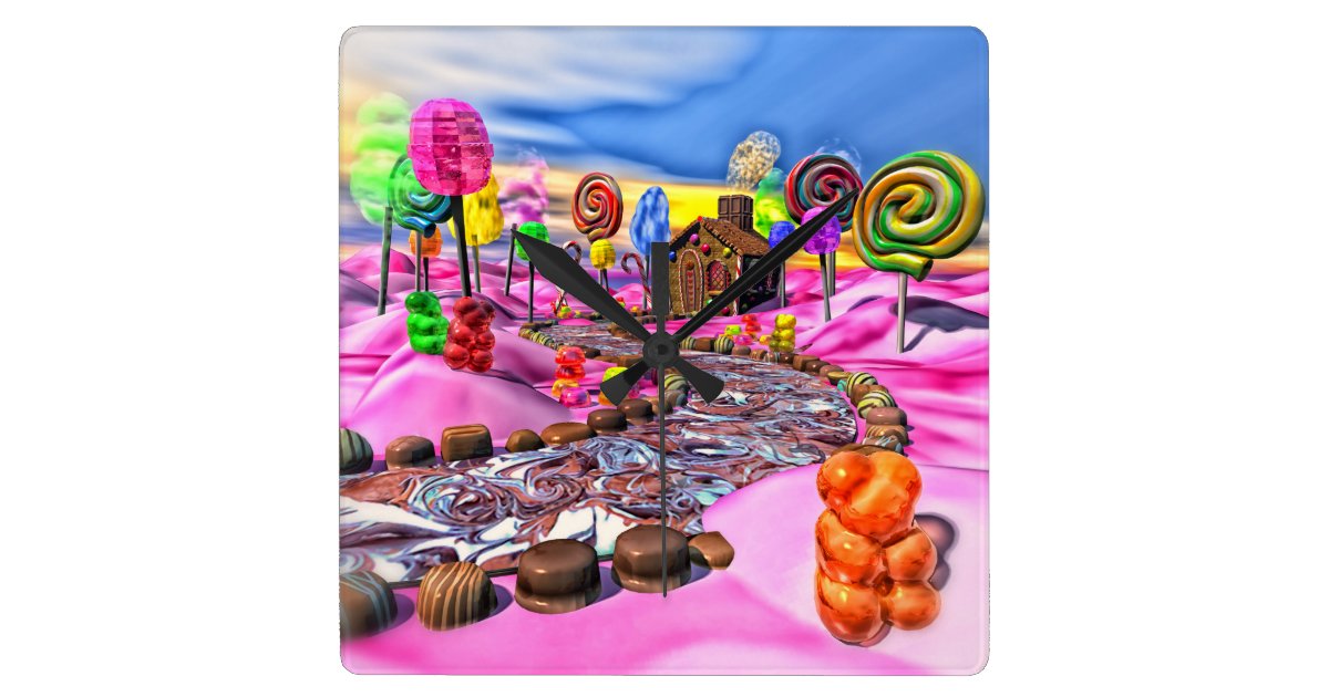 Pink Candyland Square Wall Clock | Zazzle.com