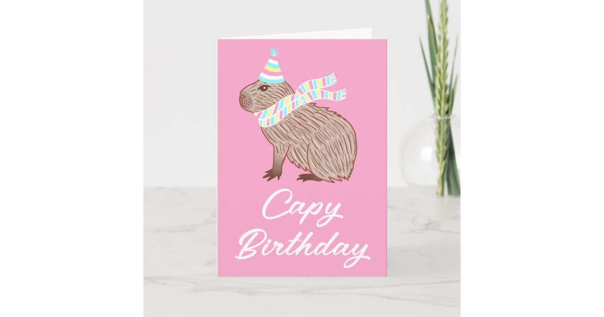Pink Capy Birthday Funny Capybara Lover Card | Zazzle
