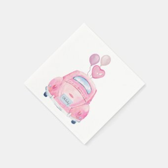 Pink Car Drive By Baby Shower Napkins | Zazzle