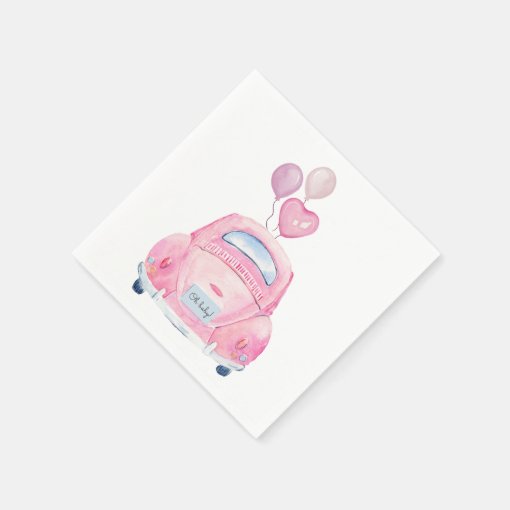 Pink Car Drive By Baby Shower Napkins | Zazzle