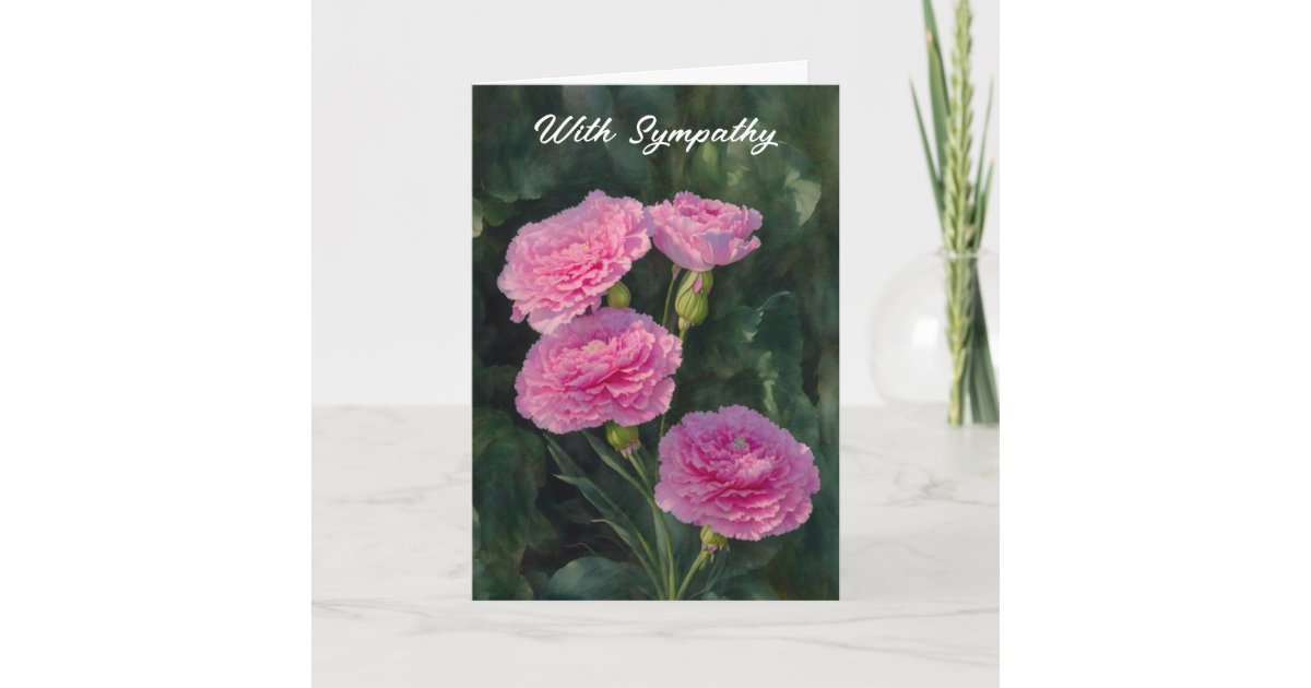 Pink Carnation Flower Garden Art Sympathy Card | Zazzle