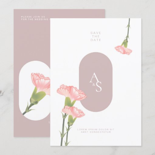 Pink Carnation Flower with Pink Theme Wedding Invi Invitation | Zazzle