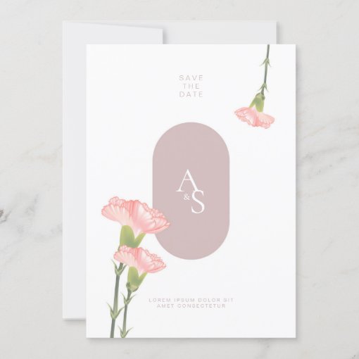 Pink Carnation Flower with Pink Theme Wedding Invi Invitation | Zazzle