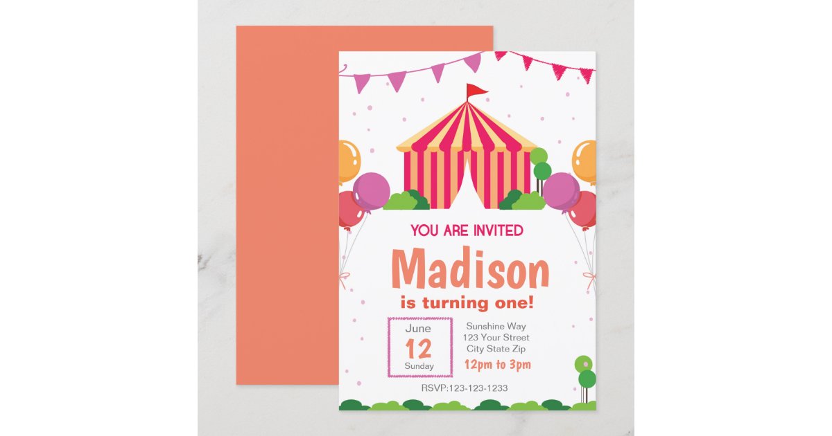 Pink Carnival Birthday Invitation | Zazzle