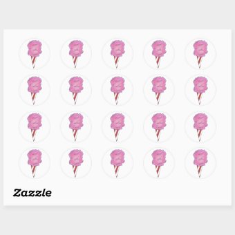 Pink Carnival Cotton Candy Floss Spun Sugar Classic Round Sticker | Zazzle