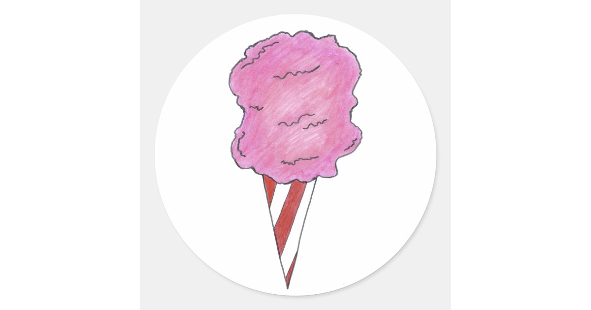 Pink Carnival Cotton Candy Floss Spun Sugar Classic Round Sticker | Zazzle