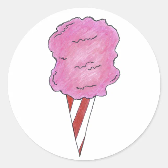 Pink Carnival Cotton Candy Floss Spun Sugar Classic Round Sticker | Zazzle