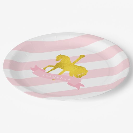 Pink Carousel Horse Birthday Party Paper Plates | Zazzle
