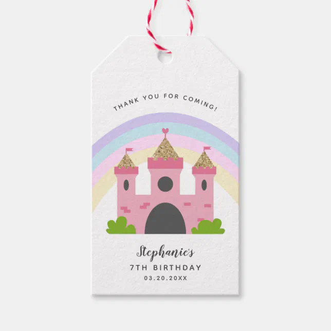 Pink Castle Royal Princess Birthday Party Gift Tags | Zazzle