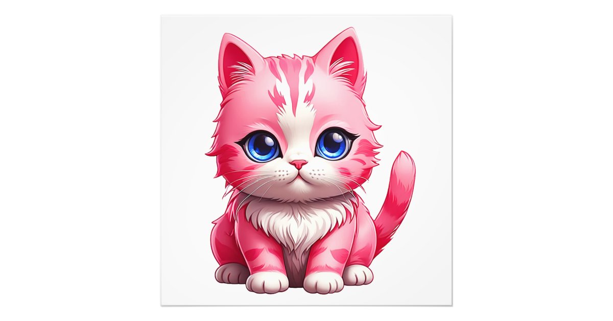Pink Cat Photo Print | Zazzle