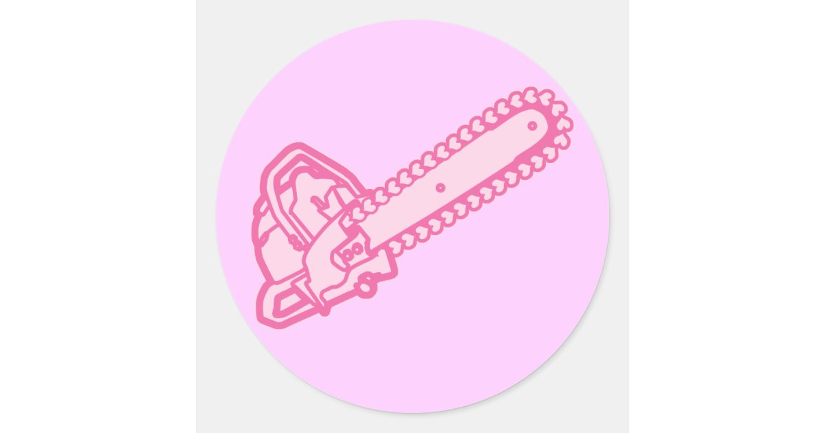Pink Chainsaw of Love Classic Round Sticker | Zazzle