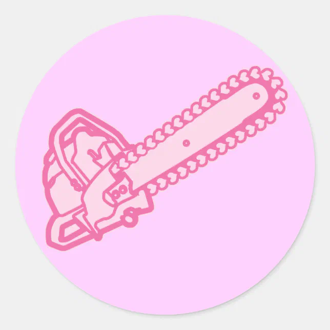 Pink Chainsaw of Love Classic Round Sticker | Zazzle