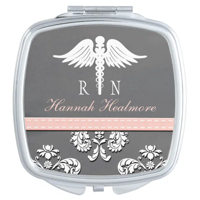 Pink Chalkboard Registered Nurse RN Caduceus Compact Mirror | Zazzle