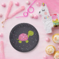 Pink Chalkboard Turtle Party Plate | Zazzle