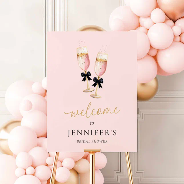 Pink Champagne Brunch and Bubbly Welcome Sign | Zazzle