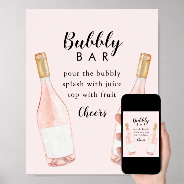 Pink Champagne Bubbly Bar Sign | Zazzle
