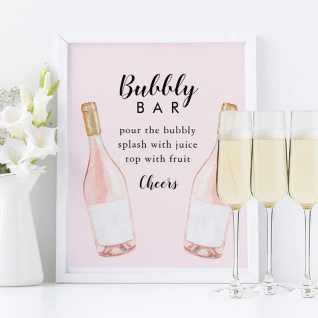 Pink Champagne Bubbly Bar Sign | Zazzle