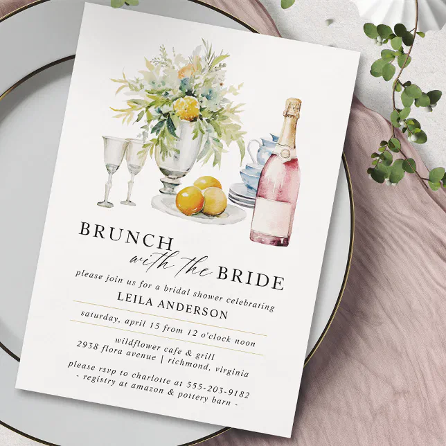 Pink Champagne or Wine | Cute Brunch Bridal Shower Invitation | Zazzle