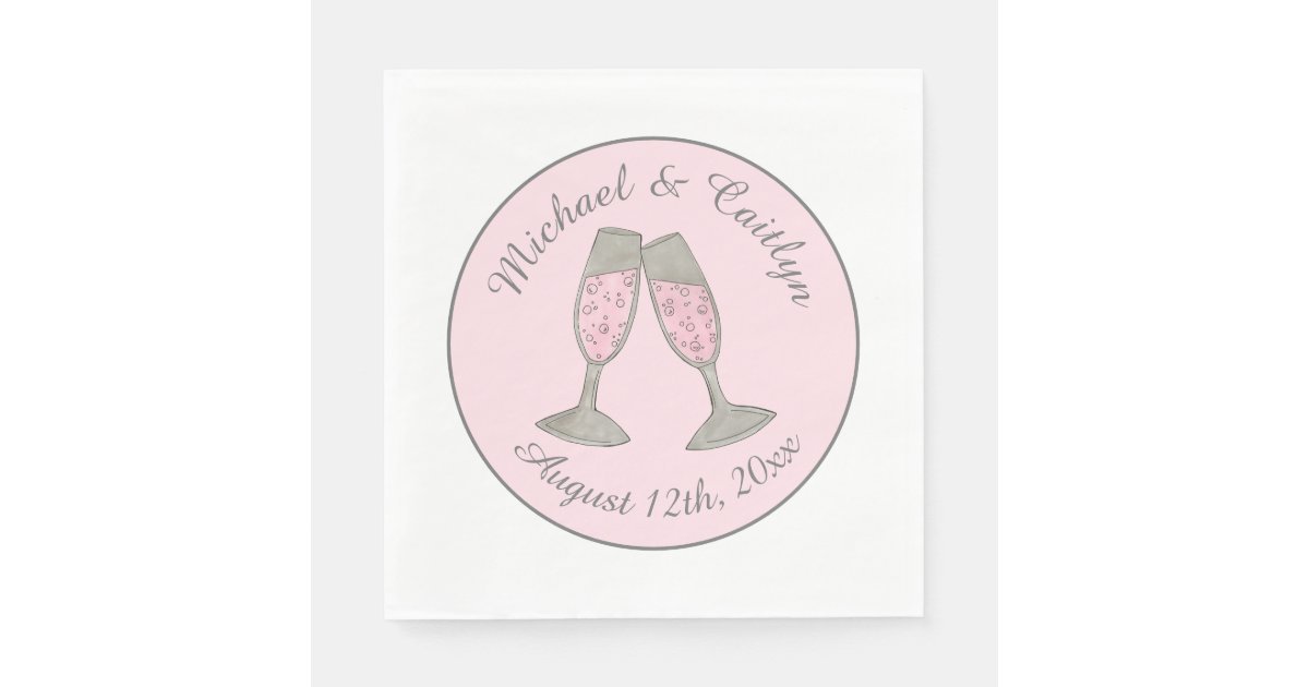 Pink Champagne Toast Cheers Wedding Bridal Shower Napkins | Zazzle