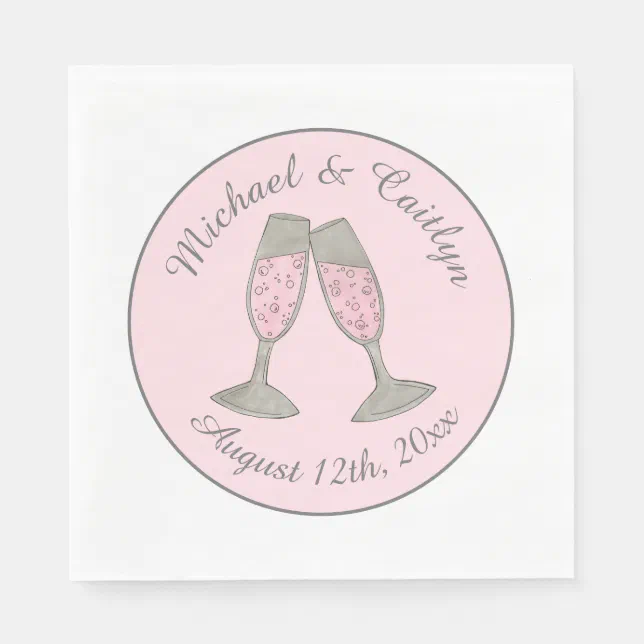 Pink Champagne Toast Cheers Wedding Bridal Shower Napkins | Zazzle