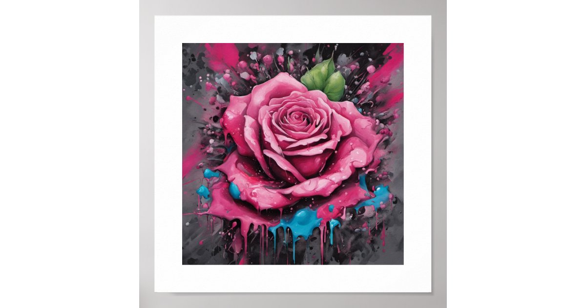 Pink Chaos Rose Poster | Zazzle