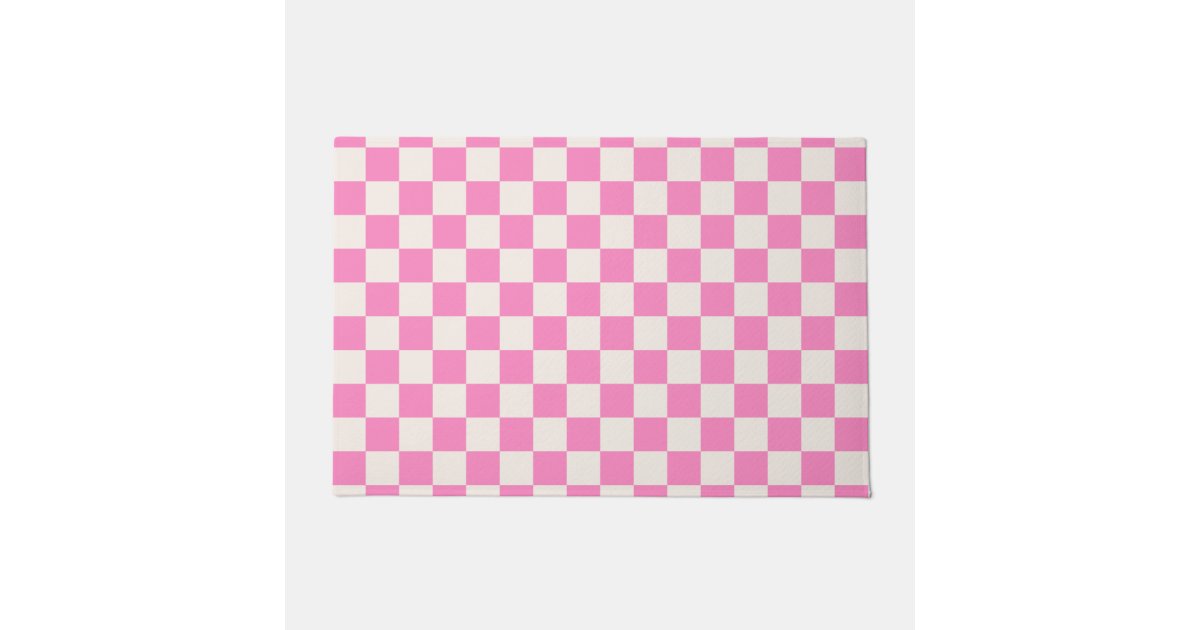 Pink Check, Checkerboard Pattern, Checkered Doormat | Zazzle