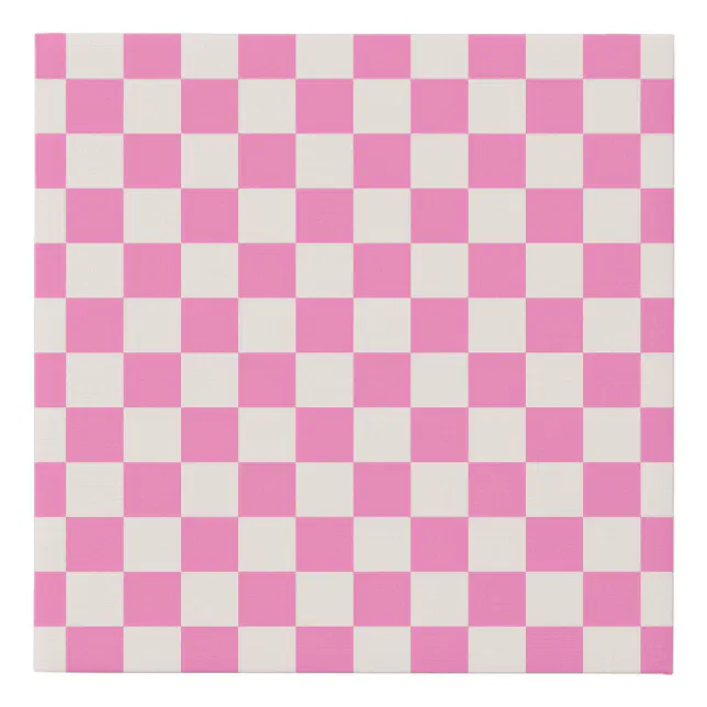 Pink Check, Checkerboard Pattern, Checkered Faux Canvas Print | Zazzle