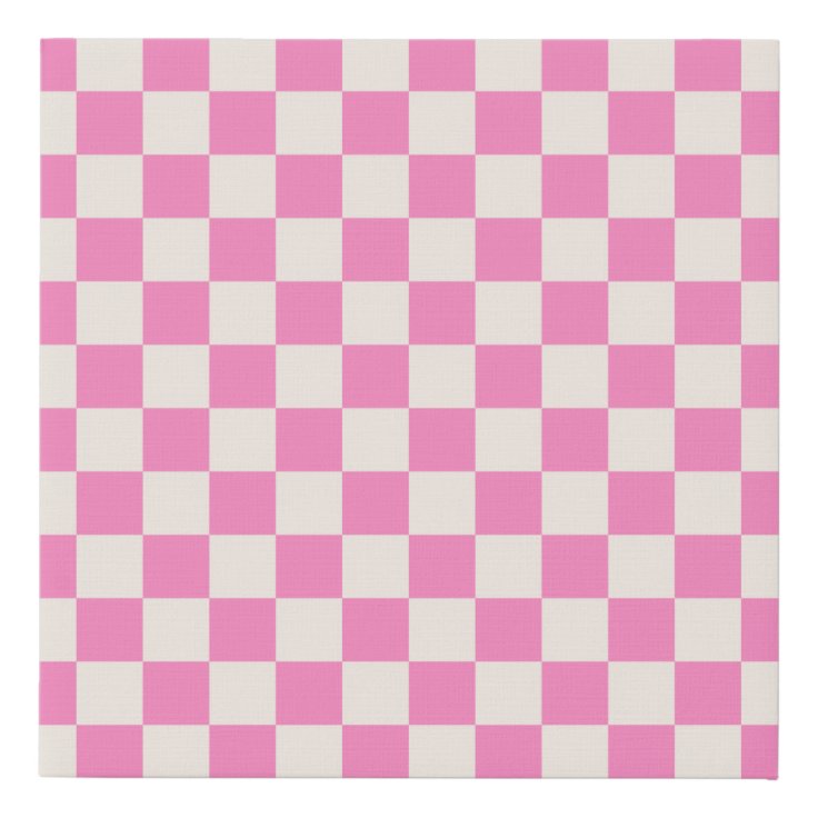 Pink Check, Checkerboard Pattern, Checkered Faux Canvas Print | Zazzle