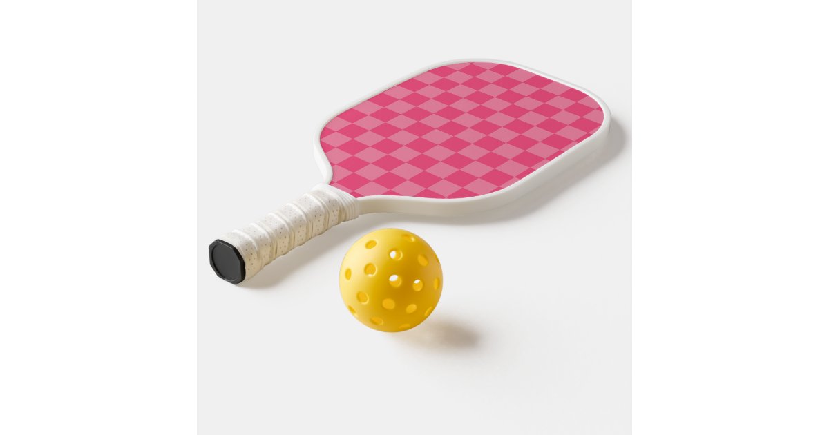 Pink Check Pickleball Paddle | Zazzle