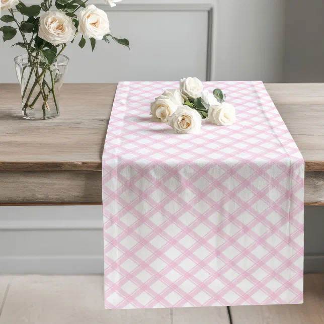 Pink Check Table Runner Seasonal and Daily Styling | Zazzle