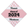 Pink Checkered Class of 2024 Graduation Graduation Cap Topper | Zazzle