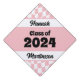 Pink Checkered Class of 2024 Graduation Graduation Cap Topper | Zazzle