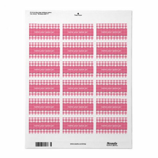 Pink Checkered Design Kitchen Label | Zazzle