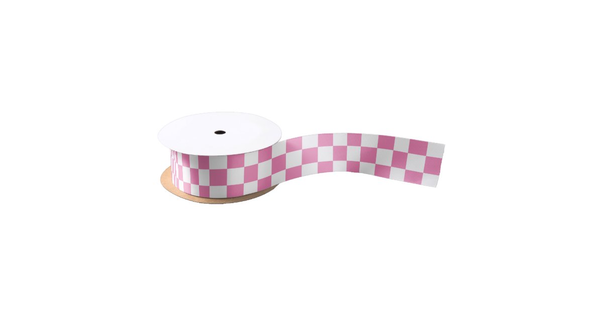 Pink Checkered Satin Ribbon | Zazzle