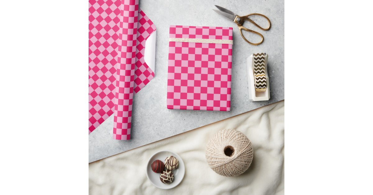 Pink Checkered Wrapping Paper | Zazzle