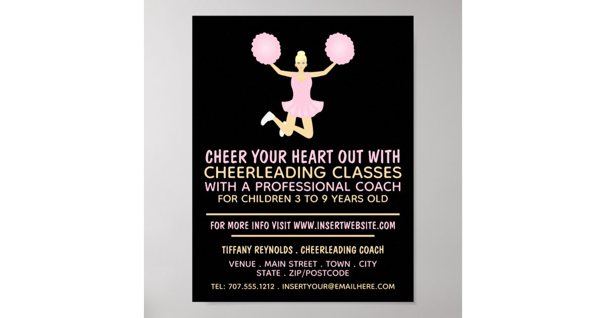 Pink Cheerleader, Cheerleading Classes Advertising Poster | Zazzle
